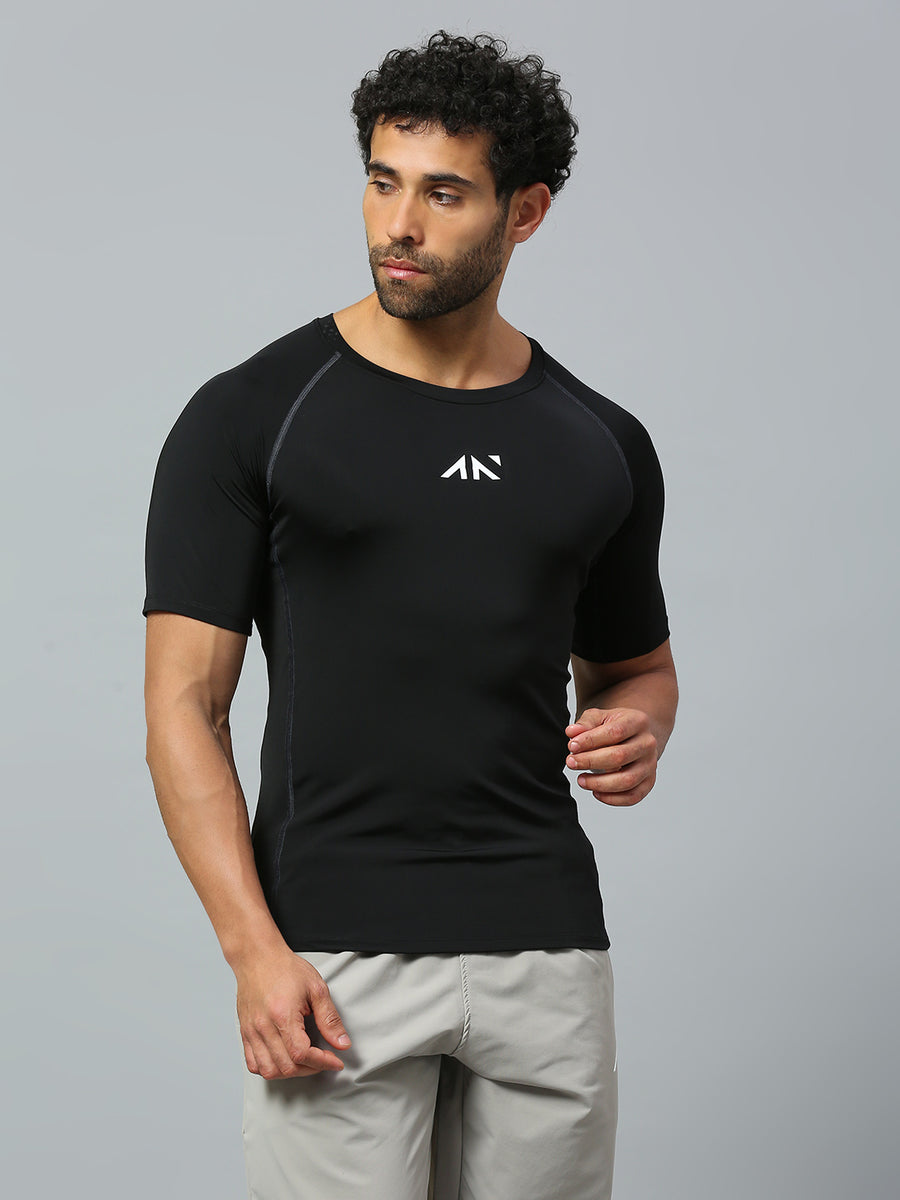 Buy Black Compression T-Shirt for Men – Best Gym Wear Online India ...